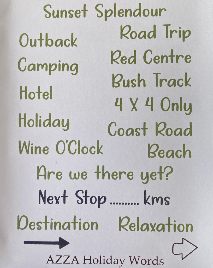 Medium Word Stamp Set: HOLIDAY WORDS - OUTBACK TRAVEL | Azza Pacific