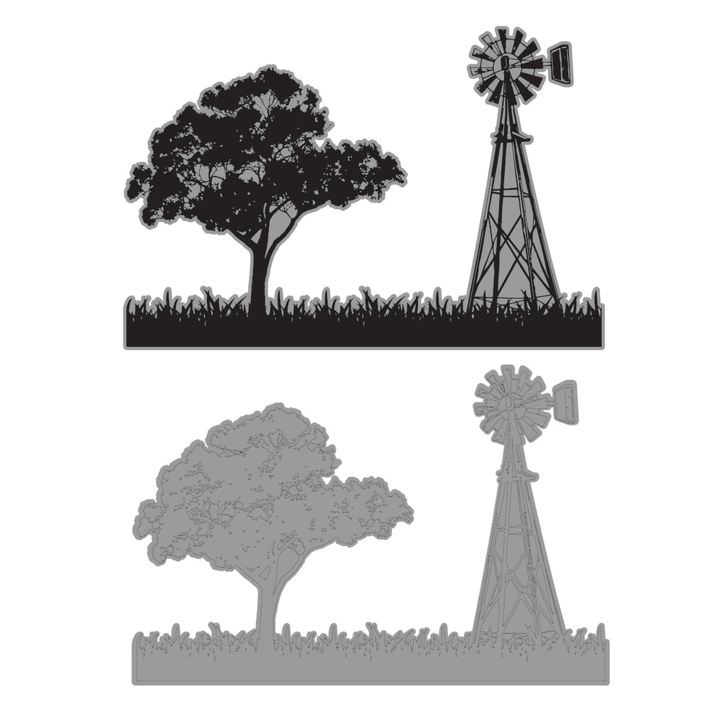 AUSTRALIA: Stamp & Die Set "Tree & Windmill" | Azza Pacific